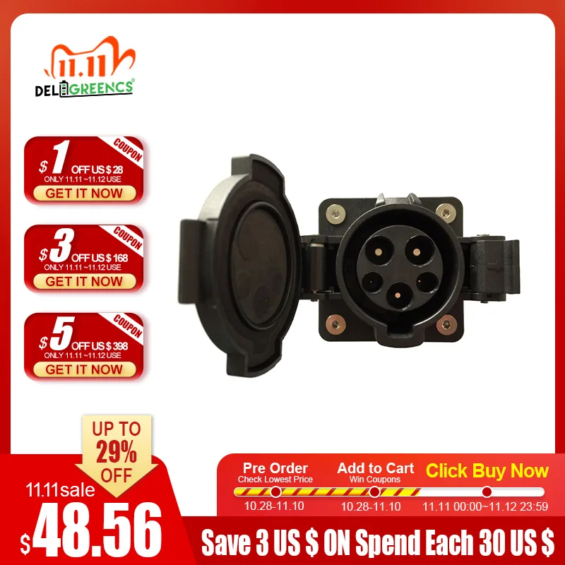16A 32A Duosida SAE J1772 socket/inlet US standard EV charging inlet ...