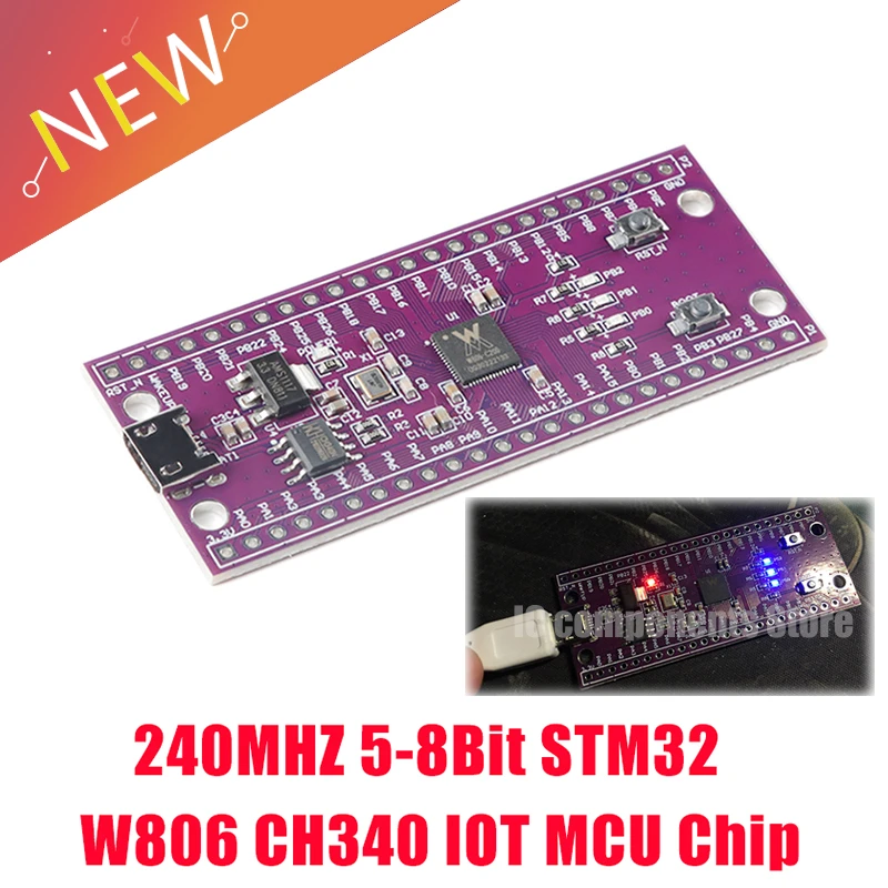 W806 Microcontroller 240mhz 5-8bit Stm32 Development Board Ch340 Iot Mcu Chip Cdk Development ...