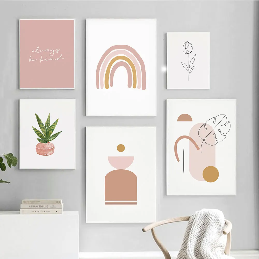 Minimalist-Abstract-Canvas-Painting-Rainbow-Poster-Nordic-Art-Print ...