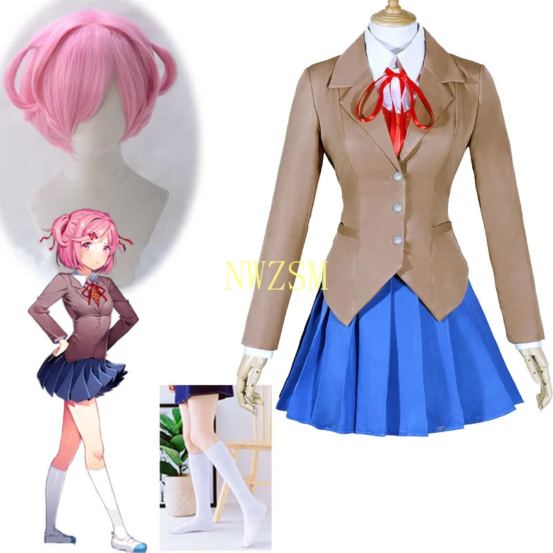 Game Natsuki Cosplay Costumes Doki Doki Literature Club! Natsuki Wig ...
