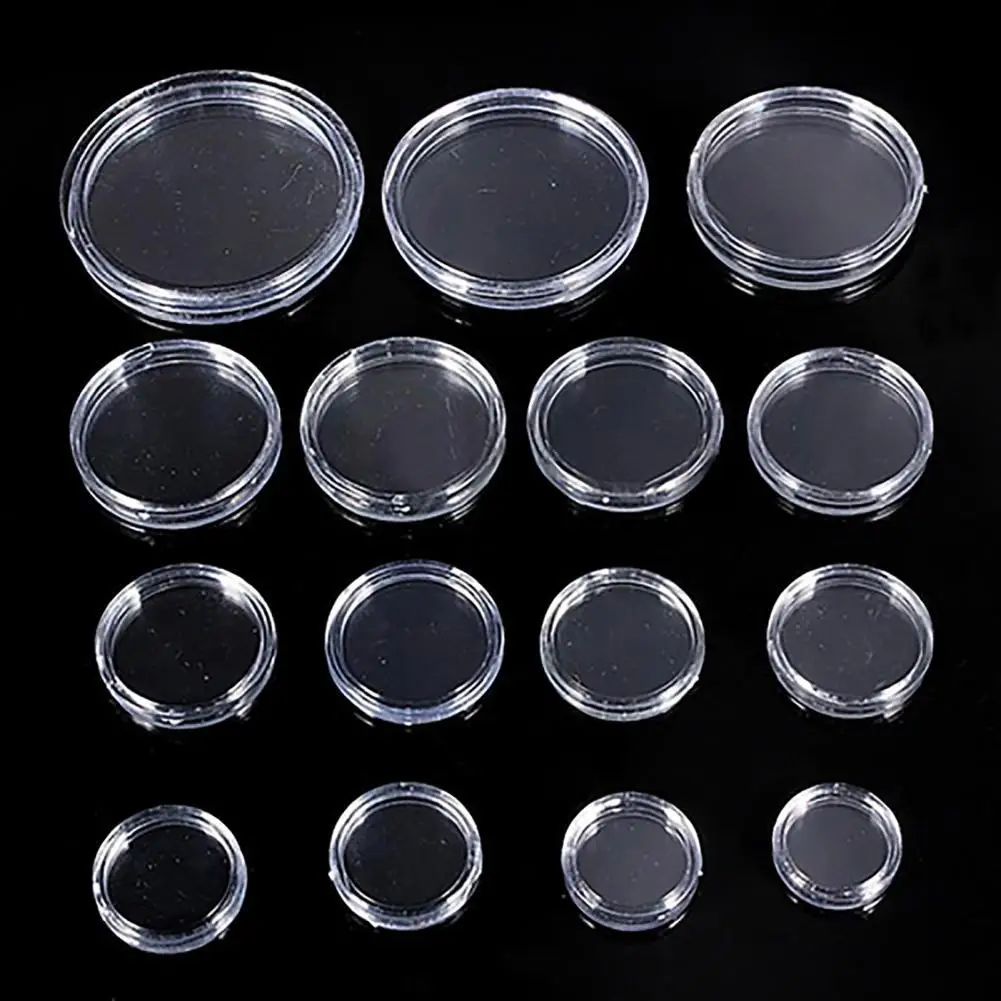 10Pcs-Clear-Coin-Capsules-Plastic-Box-Coin-Protector-Gasket-Coin-Holder ...