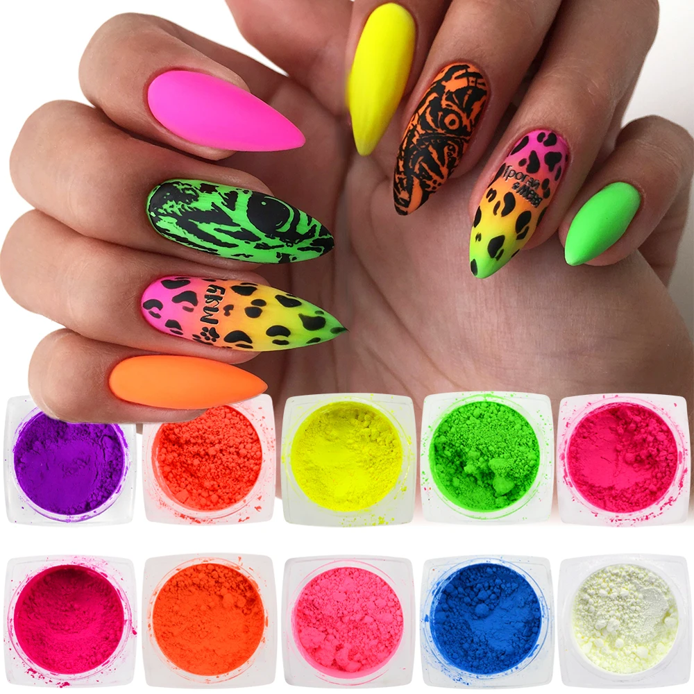 Neon Nails With Glitter