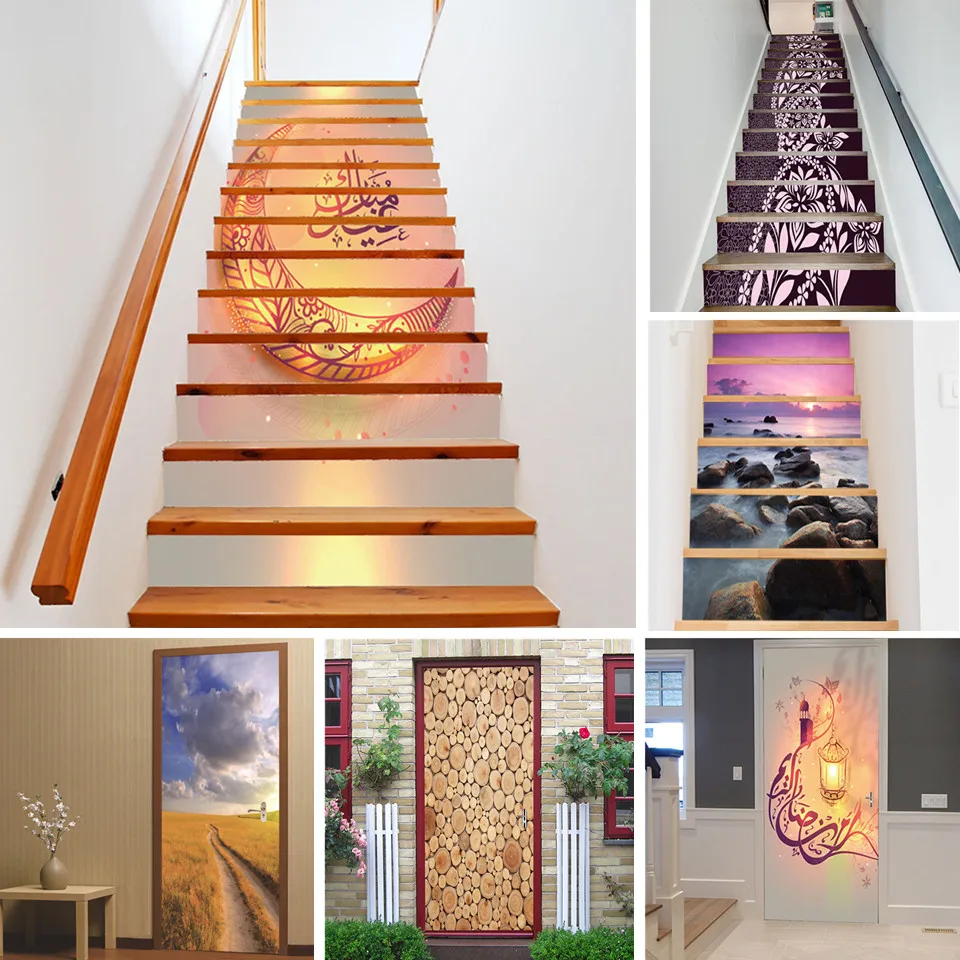 18x100cm Retro Wood Grain Stairs Stickers Waterproof Removable Adhesive ...