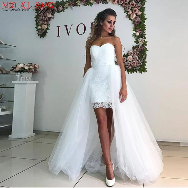 Short Wedding Dresses With Detachable Trains