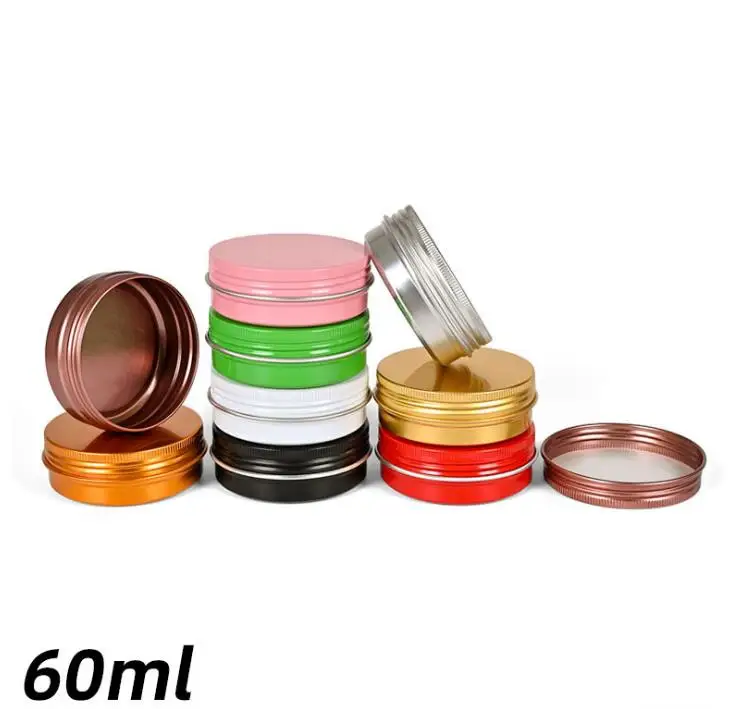 2oz 60ml 60g Multi-Colored Round Aluminum Cans Screw Lid Metal Tins ...