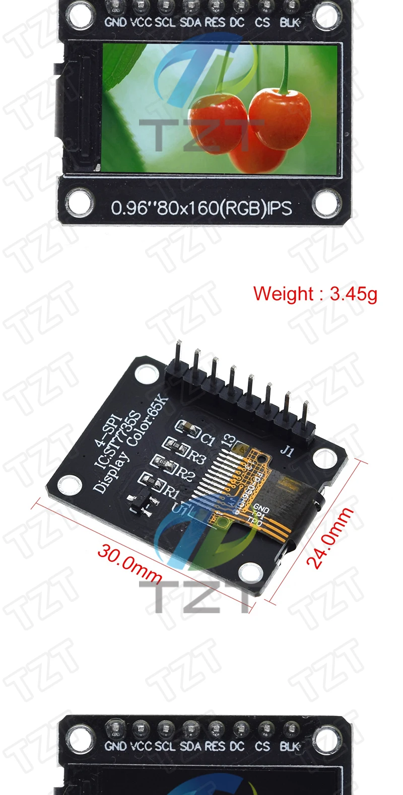 Полноцветный ЖК-модуль TZT TFT 0,96/1,3 дюймов IPS 8P/7P SPI HD 65K, привод ST7735 IC 80*160 (не ...