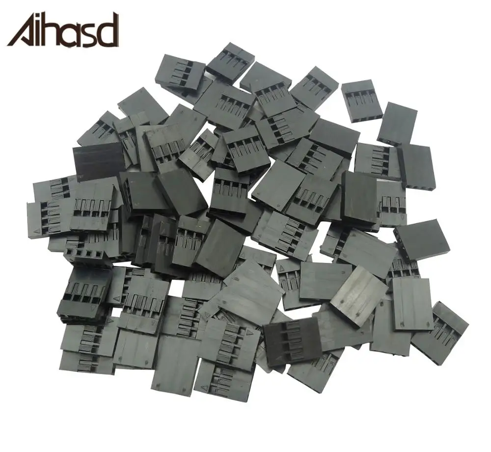 100 unids/lote de 2,54mm, Pitch 4P, Cable de puente Dupont, carcasa de Cable, Conector de Pin ...
