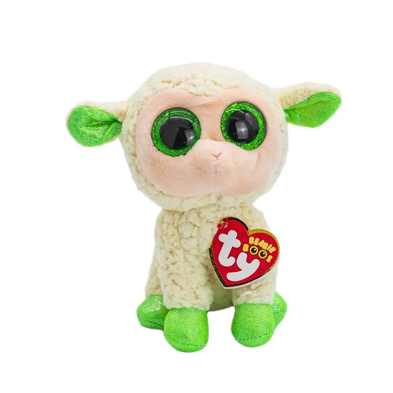 New-6-15cm-Ty-Beanie-Stuffed-Animals-Lala-the-Gray-Sheep-with-Green ...