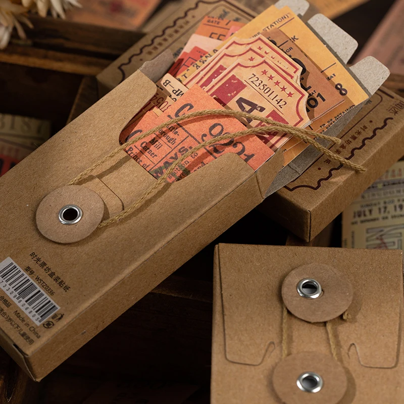 Vintage-Boxed-Stickers-60-pcs-Ticket-Style-Retro-Decor-Sticker-Diy ...