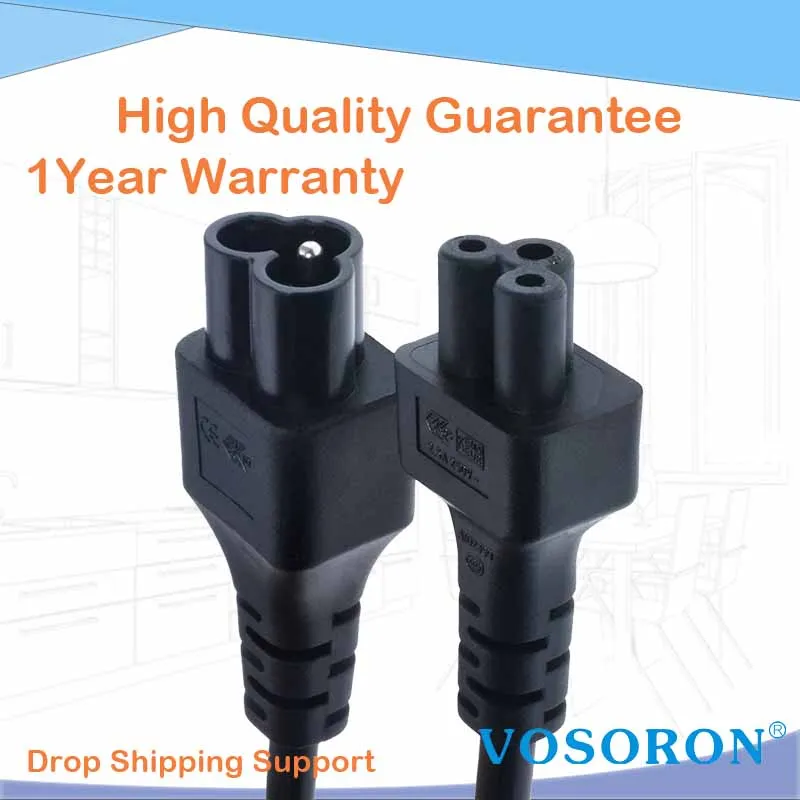 IEC 3Pin Male to Female Extension Cable ,IEC320 C5 Female to C6 Male ...