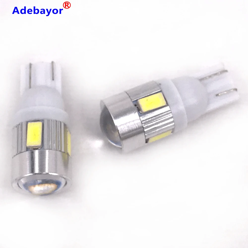 100pcs-T10-6SMD-5630-LED-Lens-Aluminum-6-SMD-5730-194-168-W5W-Car-Auto ...