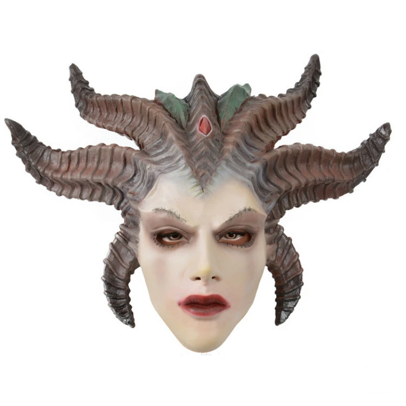 Game Diablo IV Lilith Devil Mask Cosplay Horror Demon Vampire Latex ...