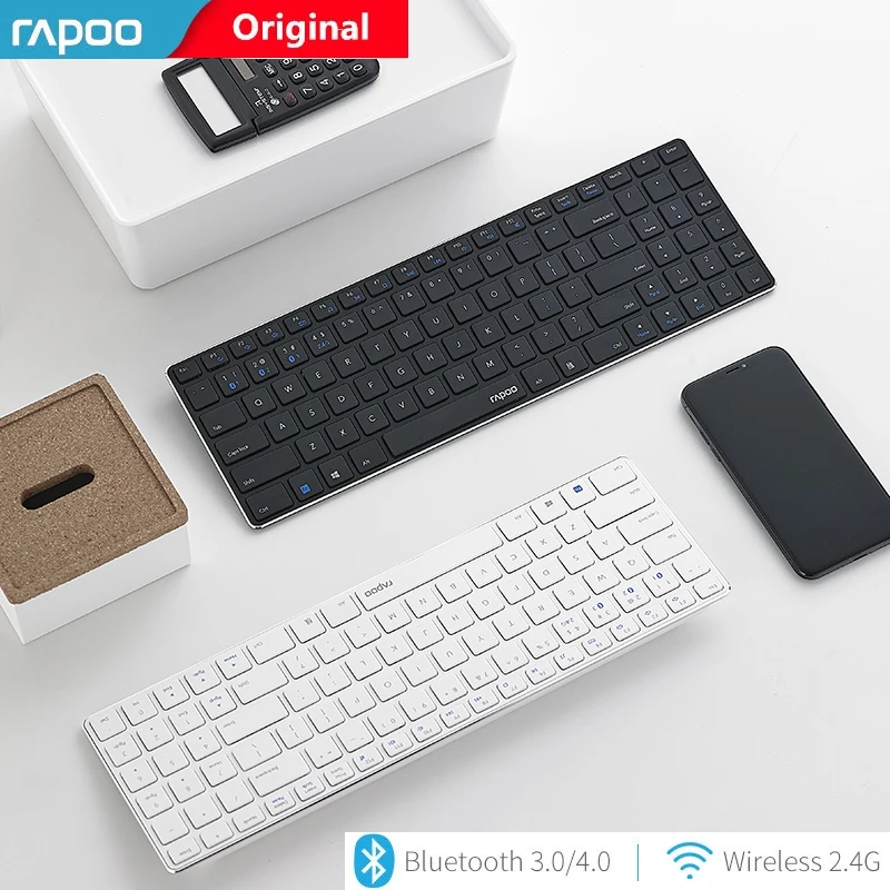 New Rapoo E9300 Bluetooth/RT 2.4G Multi Media 4.9mm Ultra Slim Wireless ...