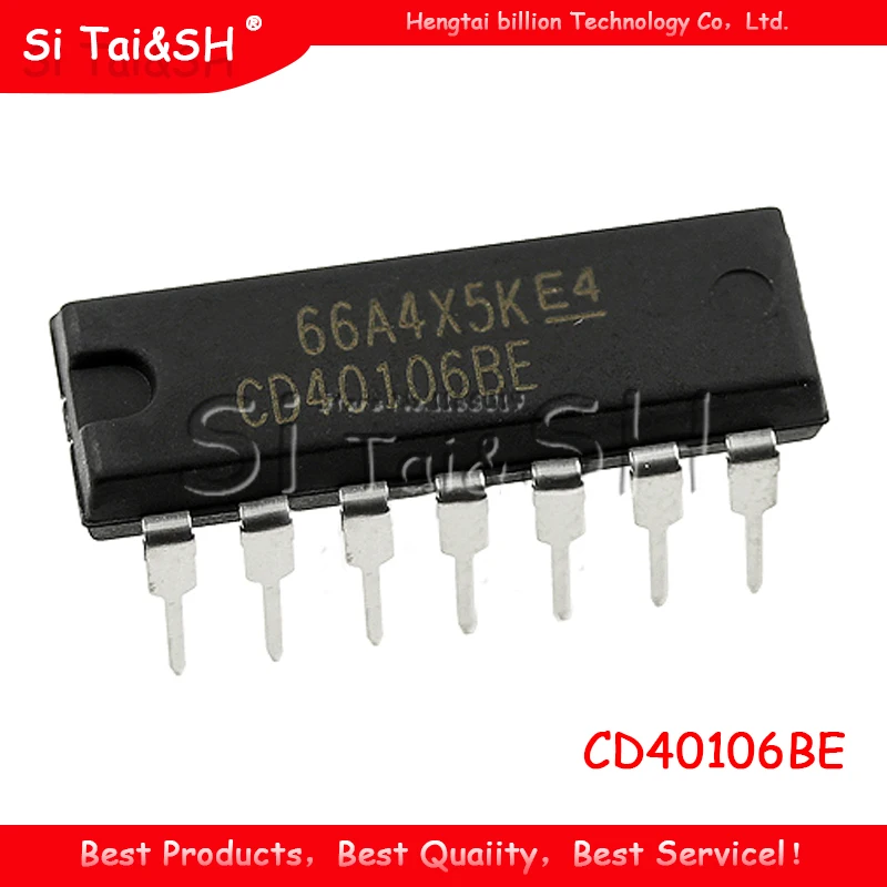 10pcs/lot Cd40106be Dip-14 Cd40106 Cmos Hex Schmitt Triggers Ic ...