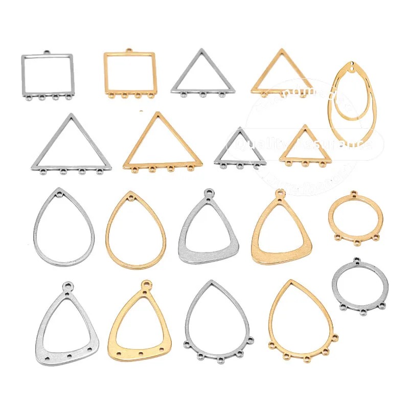 10PCS-Stainless-Steel-Gold-Earring-Findings-Teardrop-Link-Connectors ...