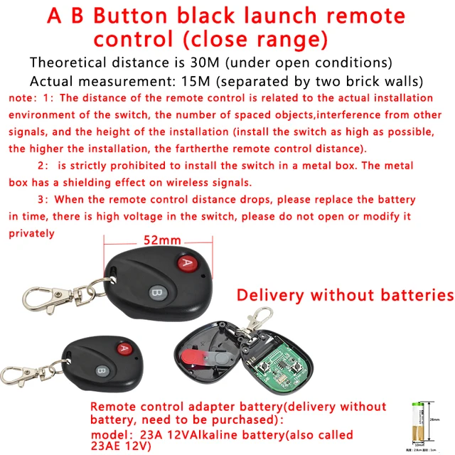 433mhz Rf Remote Control Wireless Switch Dc 5v 12v 1ch 2 Way Relay ...