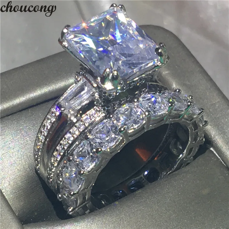 Handmade Eiffel Tower 6ct Lab Diamond Ring Sets 925 Sterling Silver ...