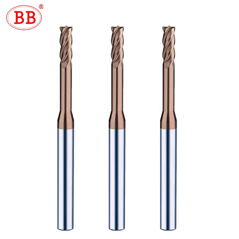 BB Micro Corner Radius End Mill with Long Neck 1mm 1.5mm 2mm R0.1 R0.5 Mini Carbide CNC Cutting Tool