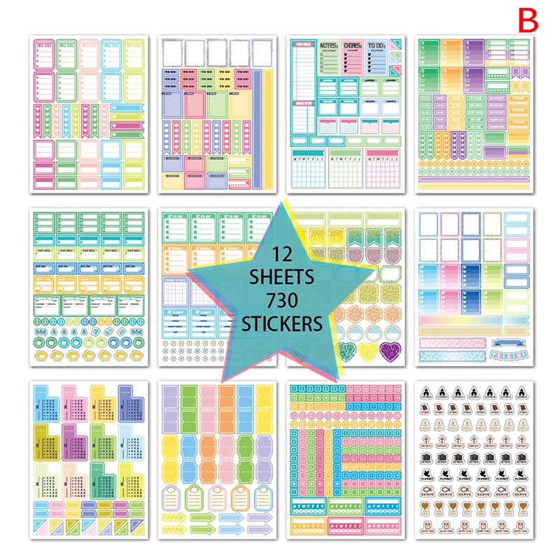 12sheets-Study-Work-Plan-DIY-Precut-Decoration-Stationery-Diary-Sticker ...