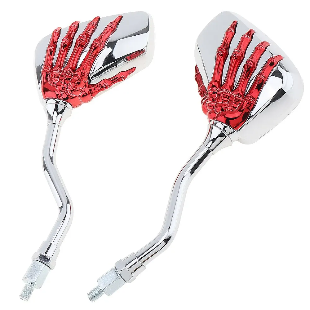 Red Skull Hand Motorcycle Rearview Mirrors For Honda Suzuki Kawasaki ...