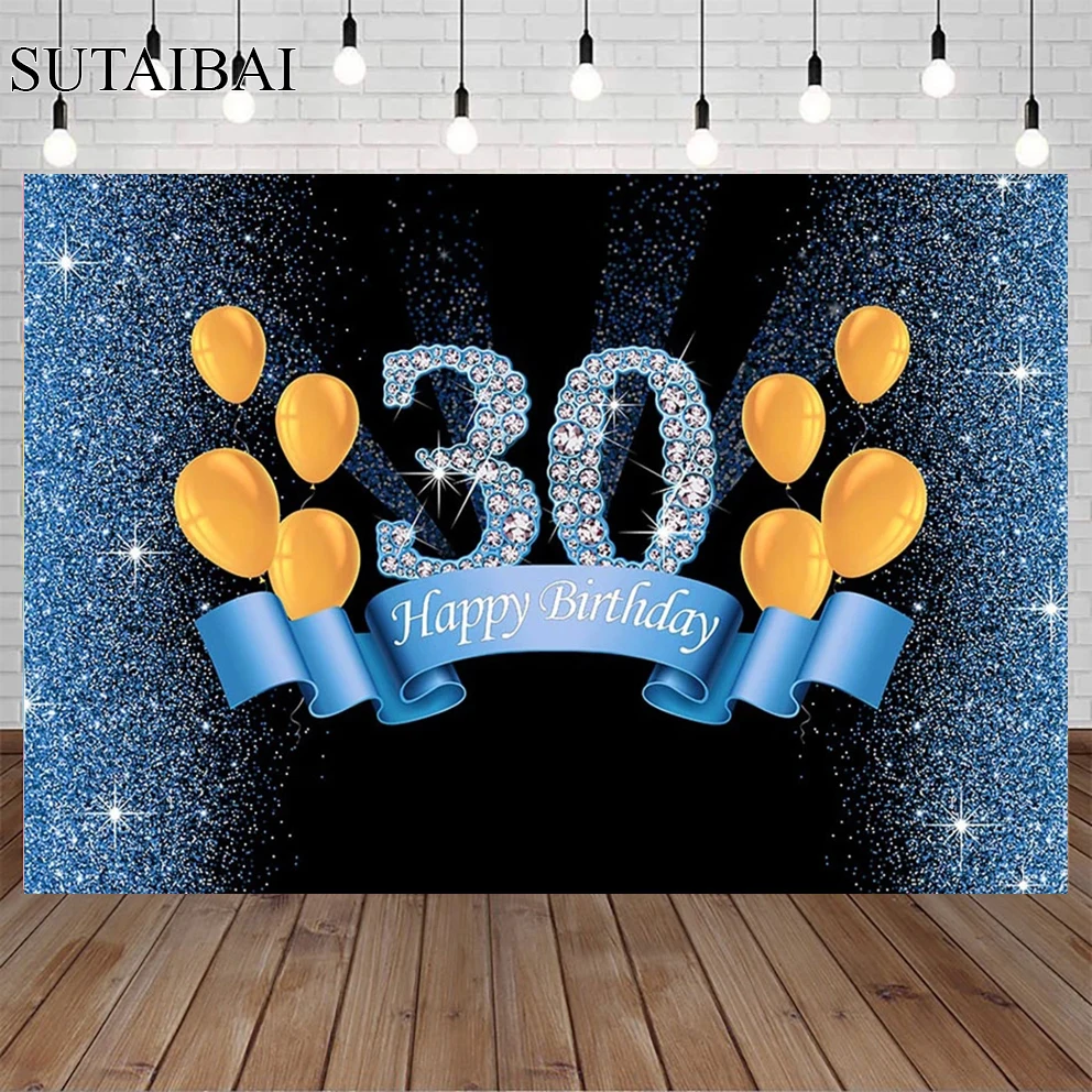 Happy-30th-Birthday-Background-Silver-Glitter-Birthday-Portrait-Party ...