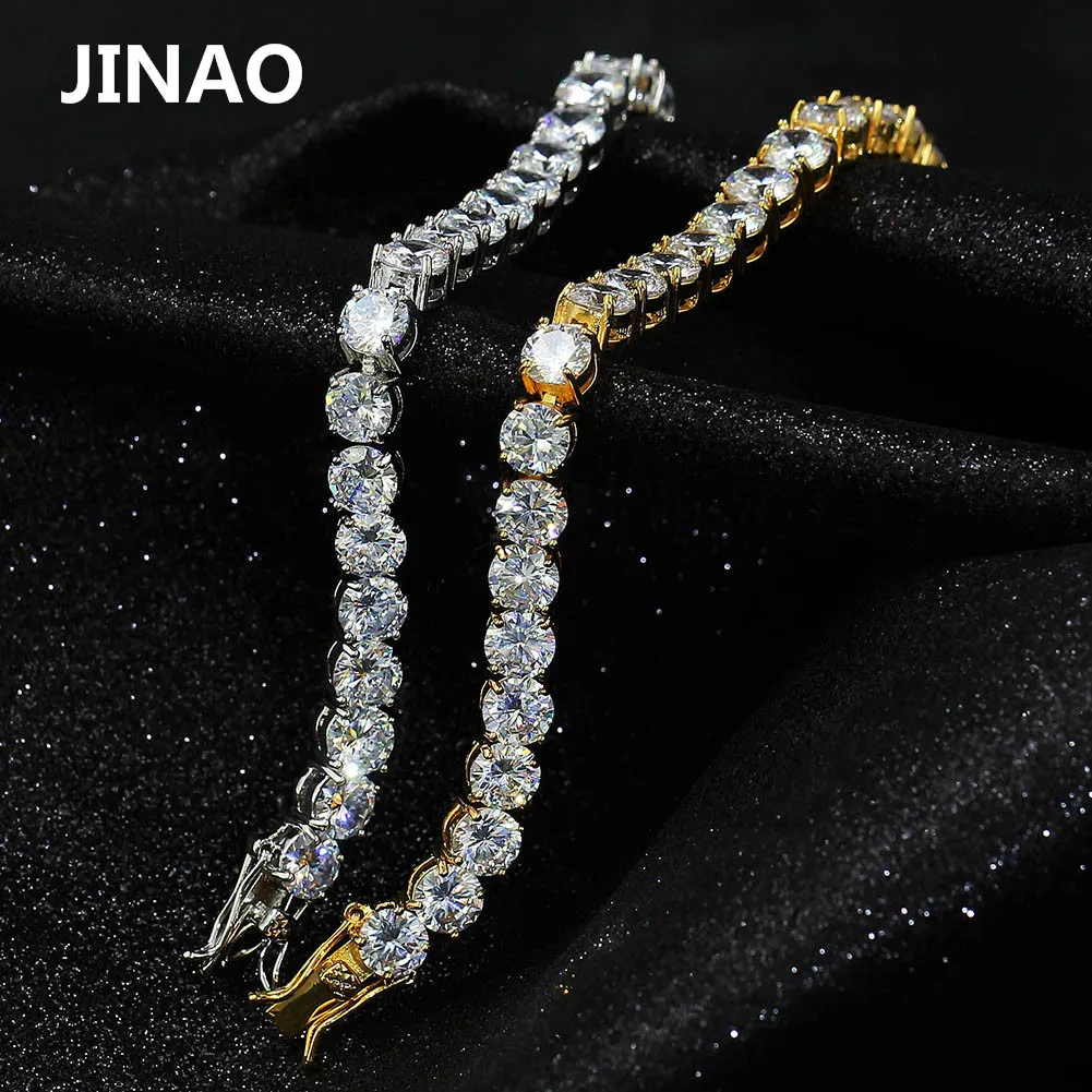 JINAO 1 Row AAA Cubic Zirconia Paved All Iced Out Tennis Bling Lab CZ ...
