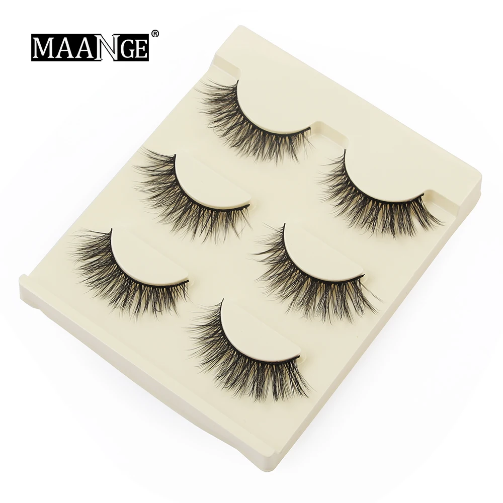 MAANGE 3 Pairs Manual Short False Eyelashes 3D Multi layer Cross Messy ...