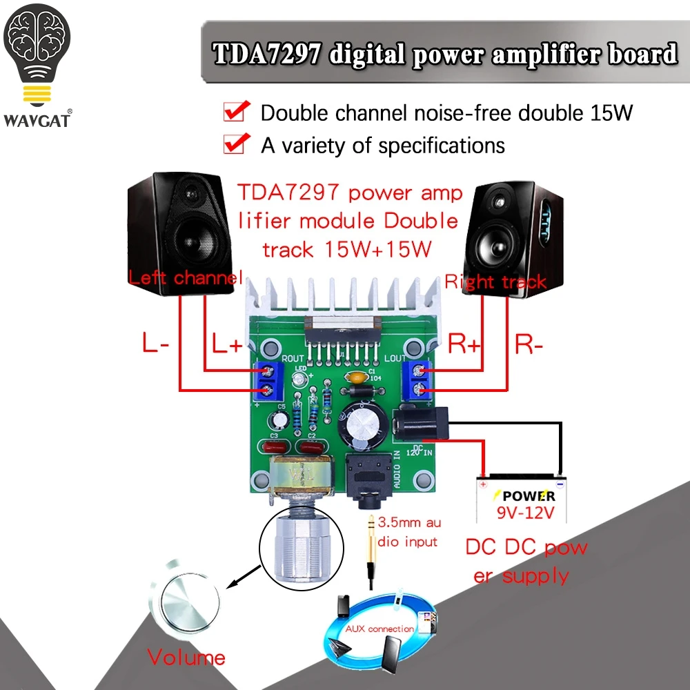Módulo de placa amplificadora de Audio TDA7297, piezas de doble canal ...