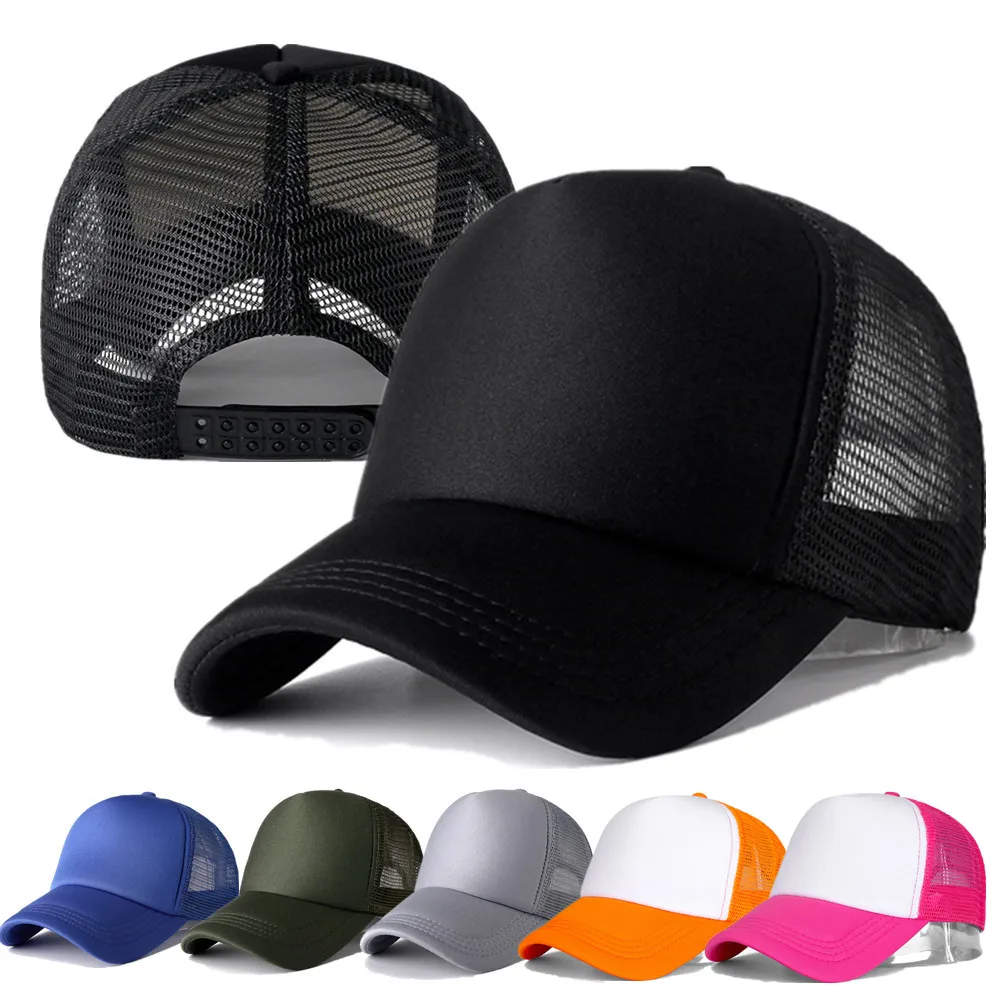 1 PCS Unisex Cap Casual Plain Mesh Baseball Cap Adjustable Snapback ...