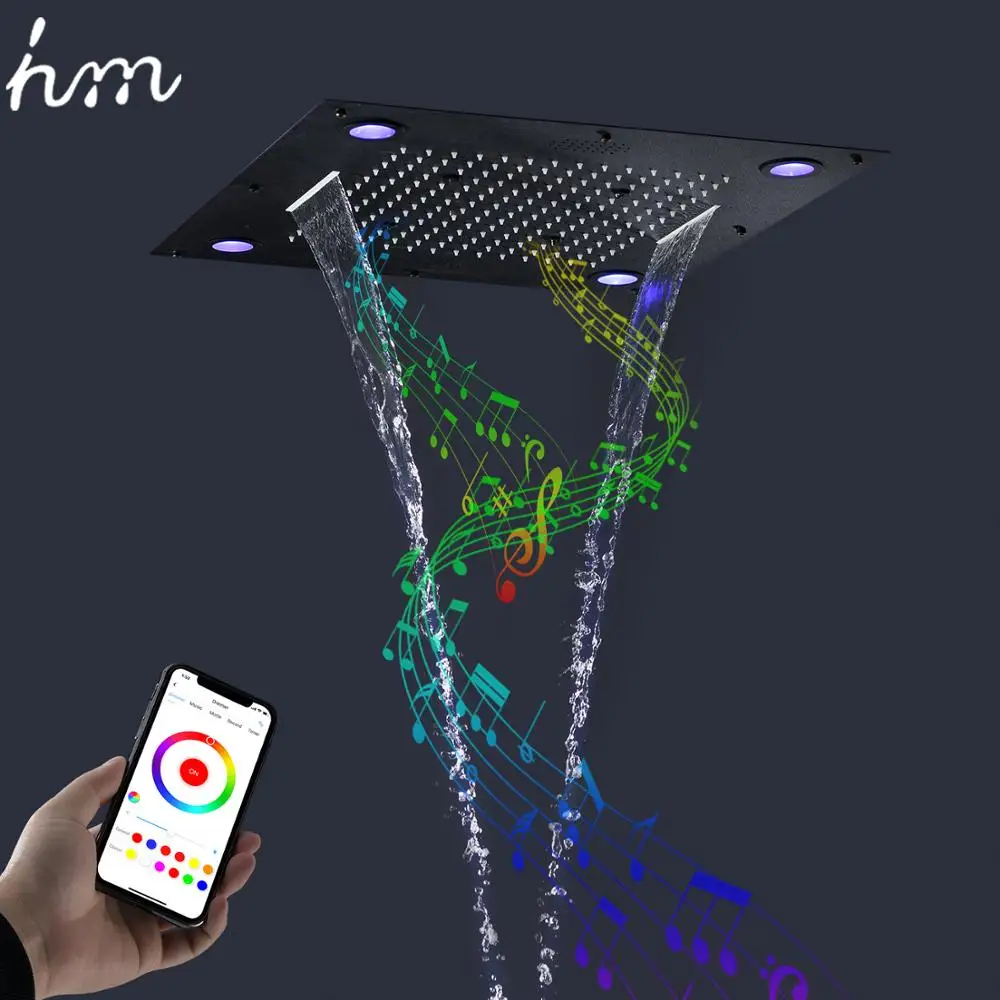 hm Multi Function Led Music Shower Head 60cm Ceiling Rain Shower Remote ...