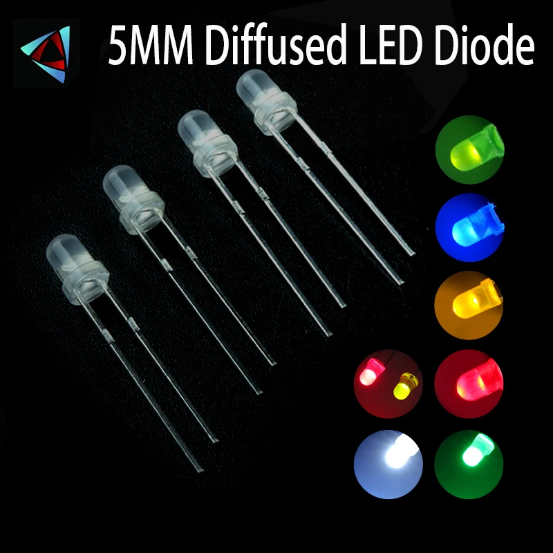 40Pcs 5MM Misty LED Diffused Kit 3V Warm White Green Red Blue Yellow ...
