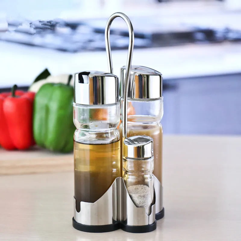 Table Classical Glass Oil and Soy Sauce Vinegar Bottle Pepper Salt ...