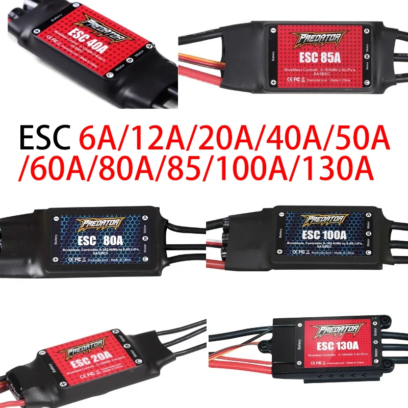 FMS ESC Speed Control Brusheless 6A 12A 20A 40A 50A 60A 80A 85A 100A ...