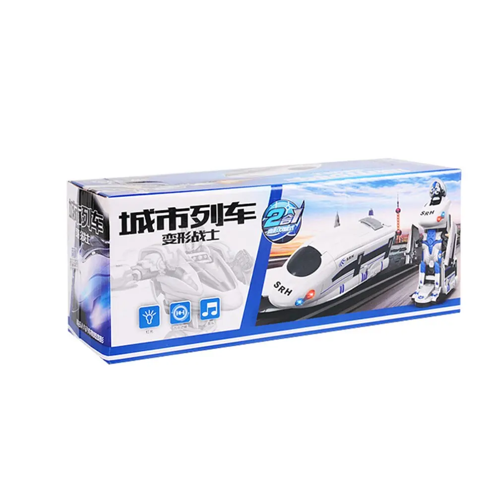 2 In 1 Electric Deformation Train Robot Musical Light Toy Car Model ...
