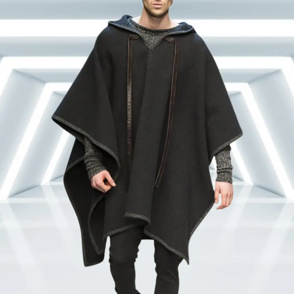 Vintage Poncho Men Oversized Hooded Irregular Trench Punk Male ...