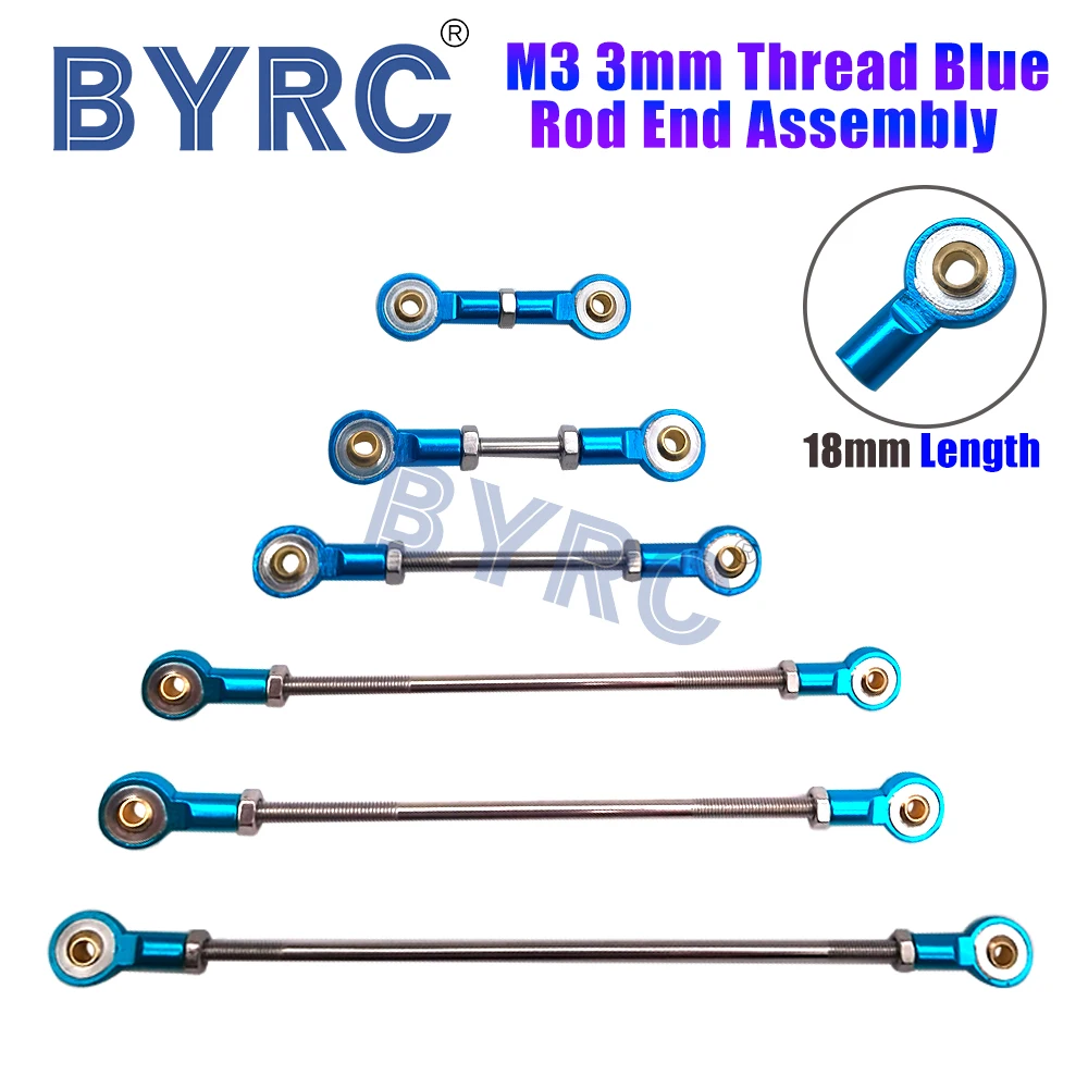 Aluminum-M3-3mm-Thread-18mm-Length-Blue-Rod-End-Assembly-Metal-Tie-Rod ...