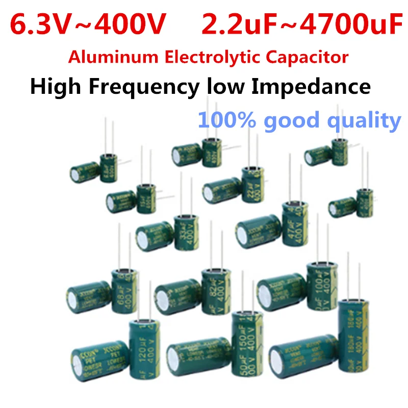 10V 16V 25V 35V 50V 400V High Frequency Low ESR Aluminum Capacitor 100UF 220UF 330UF 470UF 680UF ...