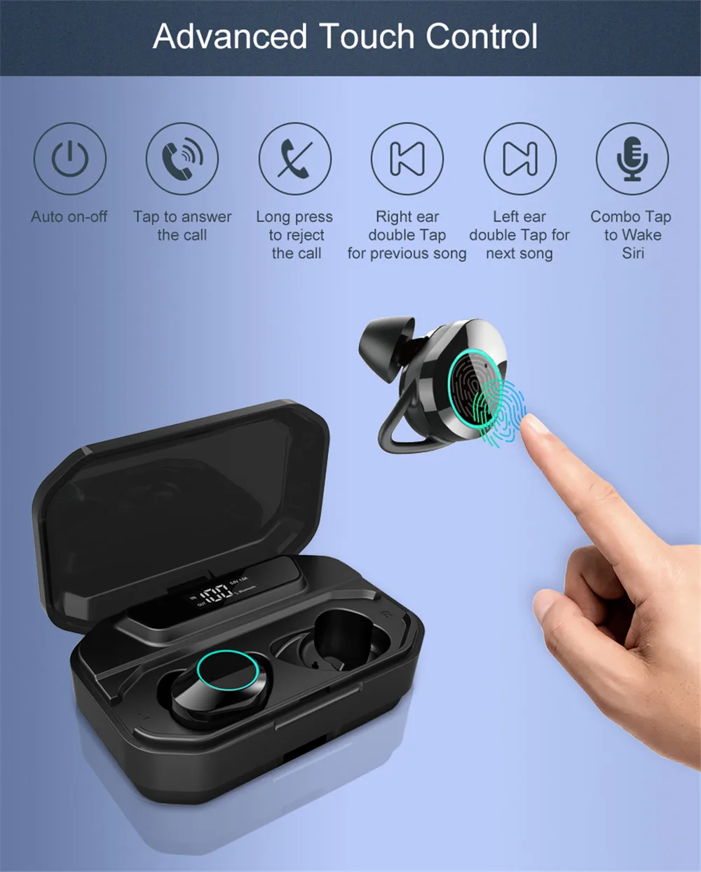 TWS T3S Bluetooth 5,0 True беспроводной футляр для наушников 3300 мАч 6D стерео гарнитуры ...