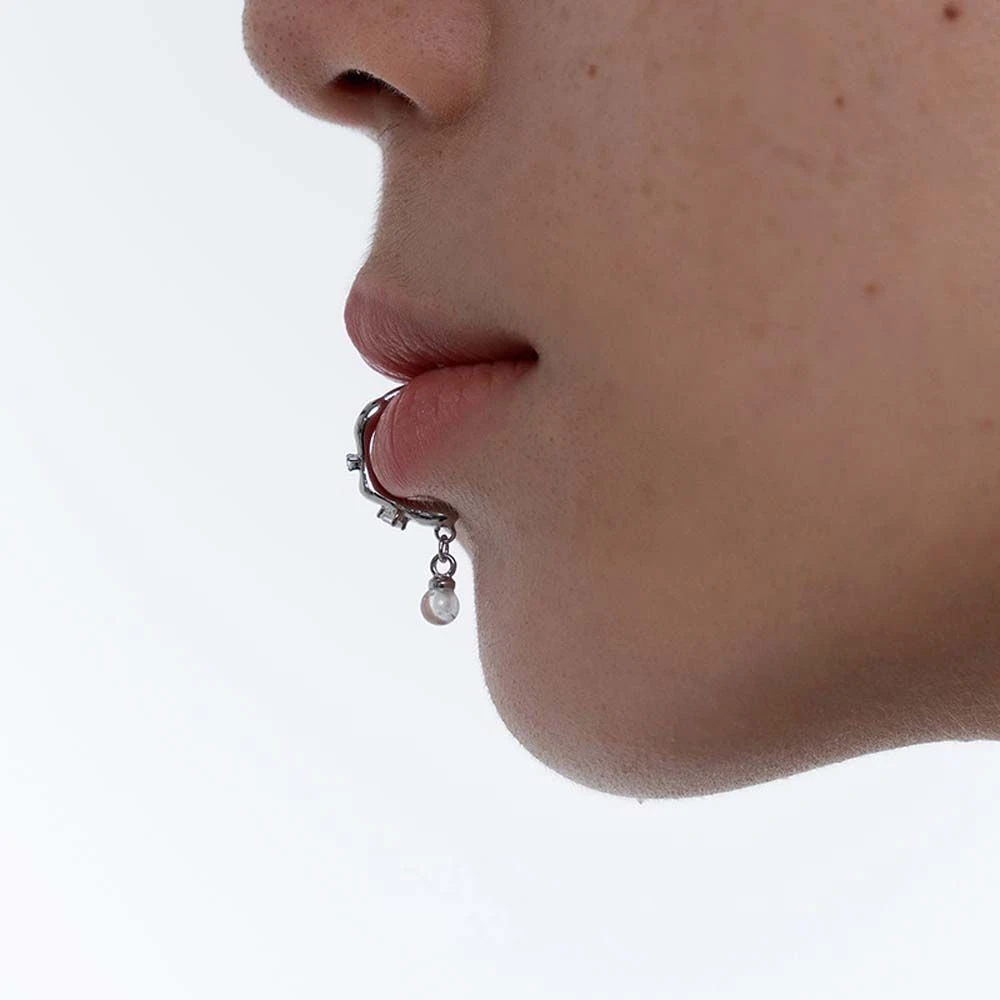 Fake Lip Piercing Clip Earrings C Shape Lip Ring Fake Septum Piercing ...