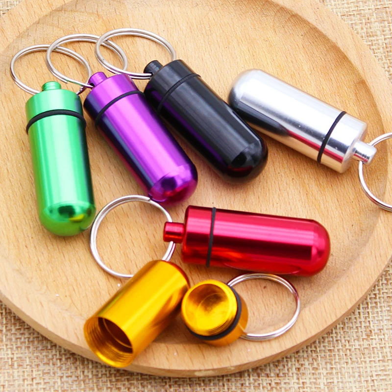 New Portable WaterProof Mini Aluminum Pill Case Keychain Tablet Storage ...