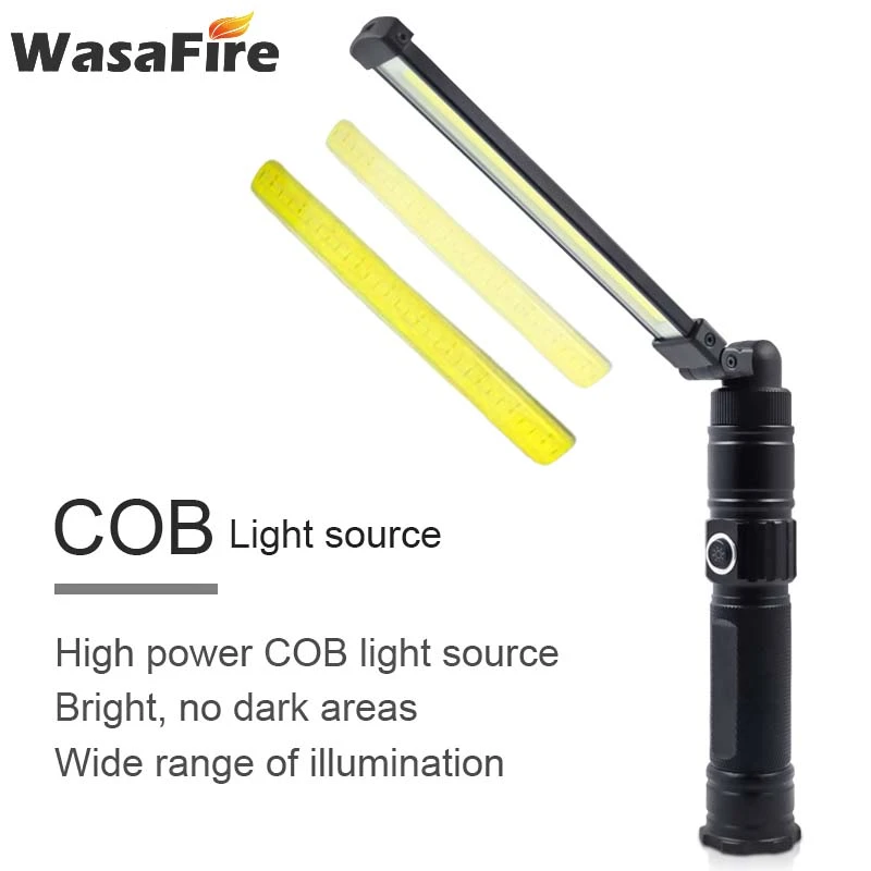 Foldable Rotate Torch Lamp COB Work Light Magnetic LED Flashlight USB ...