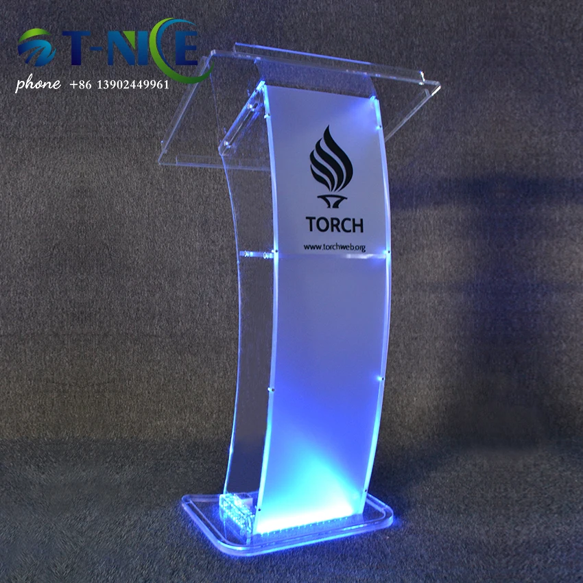 2024-Transparent-LED-Podium-Organic-Glass-Acrylic-Church-Pulpit-Design ...