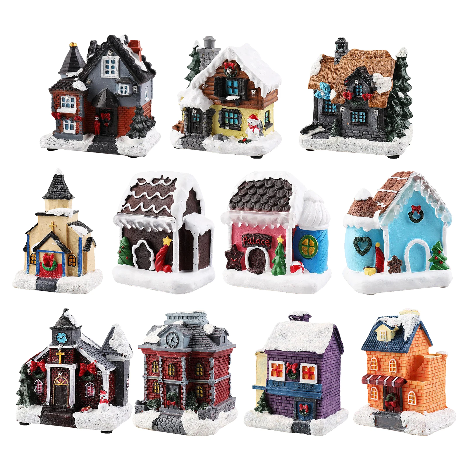 Resin-Christmas-Village-House-with-Warm-LED-Light-Holiday-Gift-Xmas ...