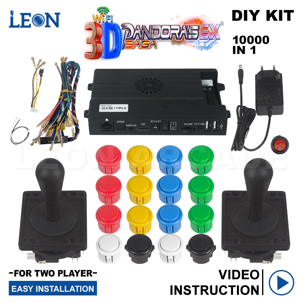 Kit de caja Pandora Arcade, conector Jamma, Saga 3d, 128g, Sanwa, botón ...