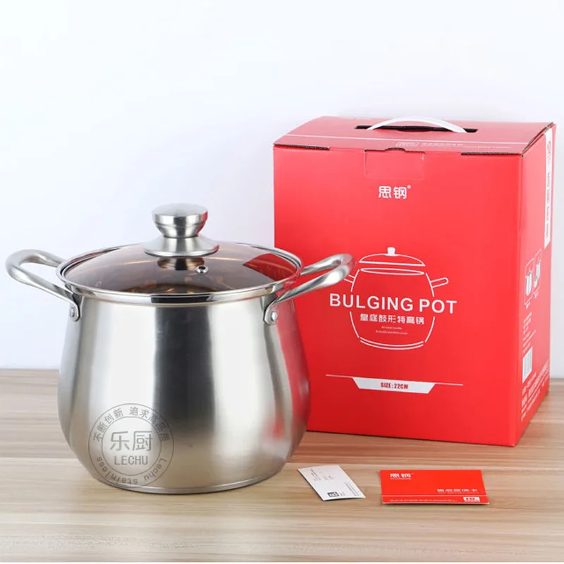 Stainless Steel Stew Pot Stewing Pot Spill Dual Handle Barrel Type ...
