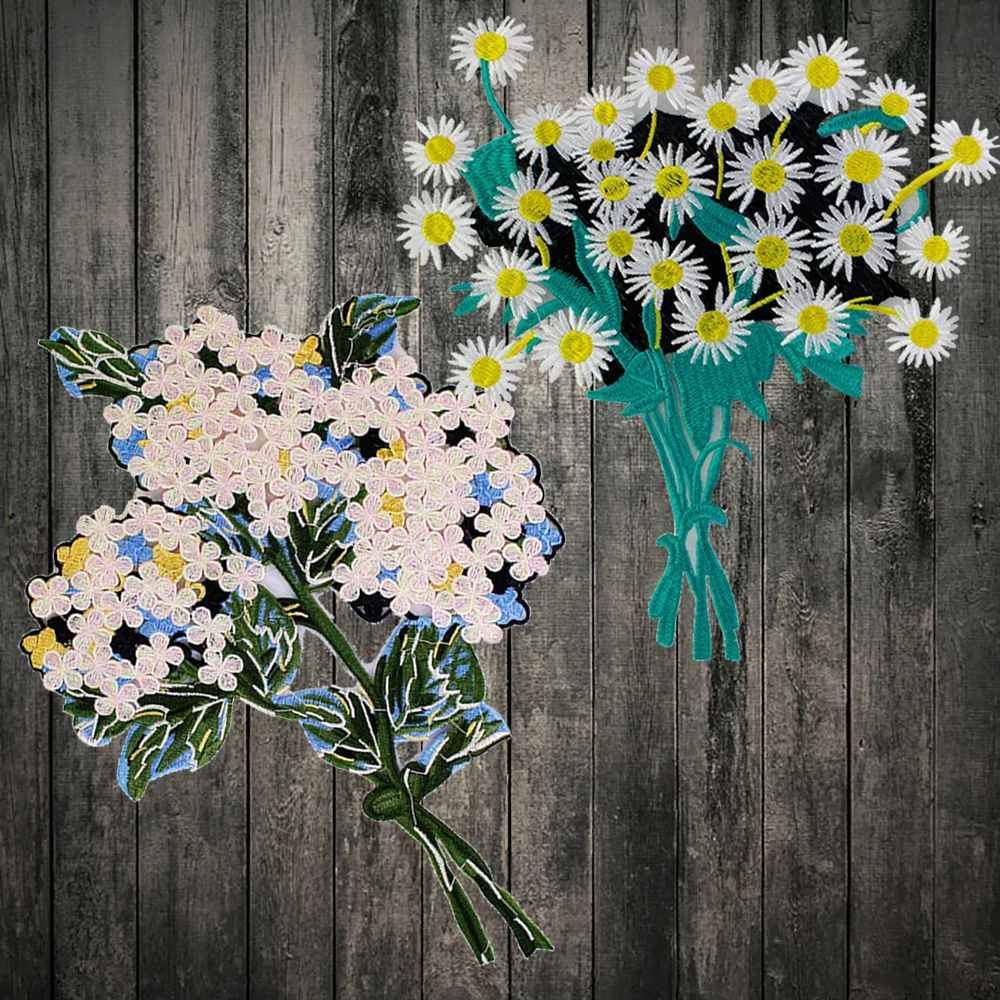 Embroidered large hydrangea cloth stickers Decorative denim jacket ...