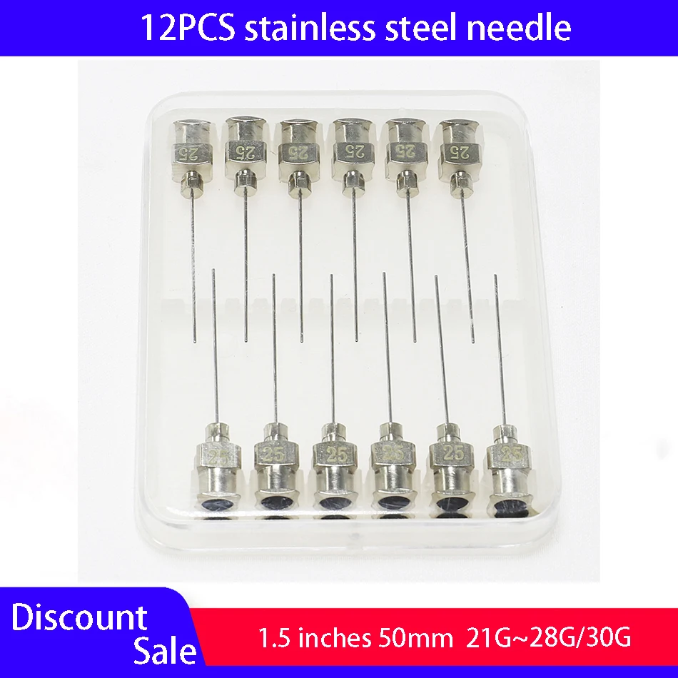 12pcs 1.5 Inches 50mm Stainless Steel Syringe Dispensing Blunt Needle ...