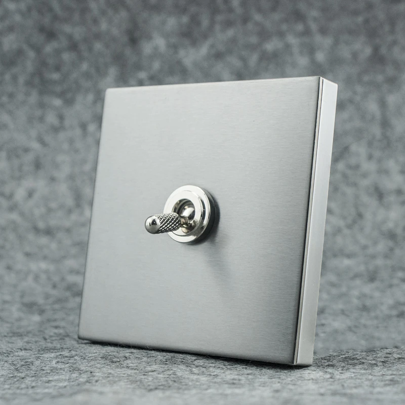 Avoir Brass Toggle Switch Gray Stainless Steel Panel Wall Light Vintage ...