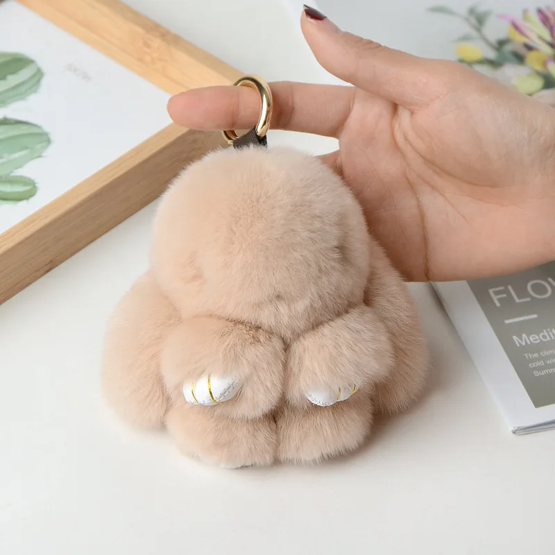 Mini-10CM-Fluffy-Real-Fur-Pompon-Rabbit-Keychain-Trinket-Women-Pompom ...