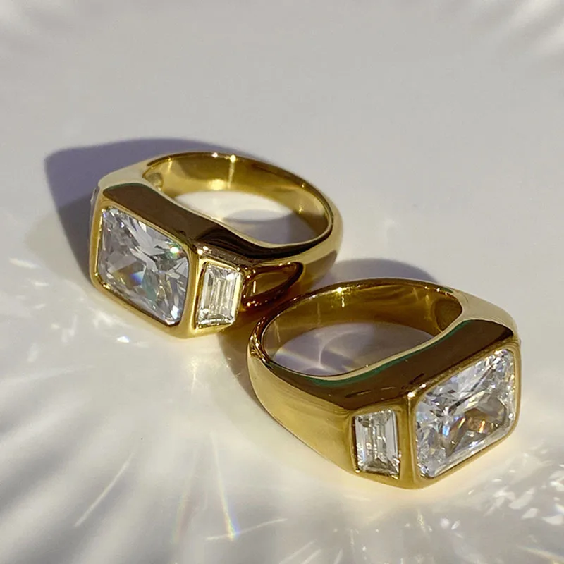 Big-square-crystal-rings-for-women-stainless-steel-gemstone-chunky-ring ...